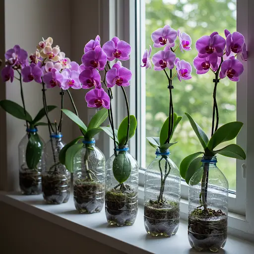 Put dry Dendrobium orchid branches into a plastic bottle, Suddenly a lot of orchid sprouts ...