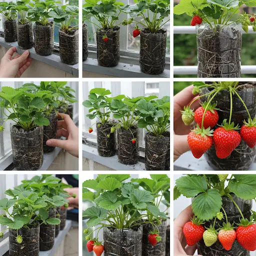 Grow Sweet Strawberries at Home Using Self-Watering Plastic Bottles - Home Garden Tips