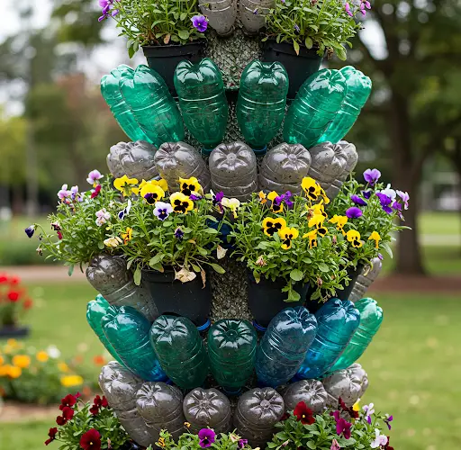 Wow! Amazing Flower Tower Pots, Recycled from Plastic bottles for ...