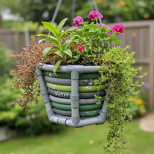 Brilliant idea! Recycling PVC Pipes into Beautiful Hanging Planter Pot ...