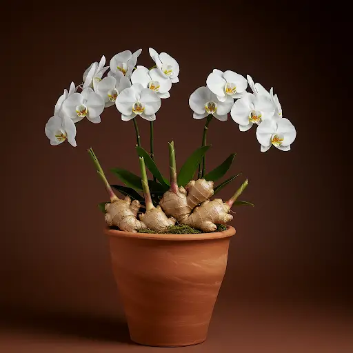 Just one ginger, the orchid branch immediately sprouts, blooms forever ...