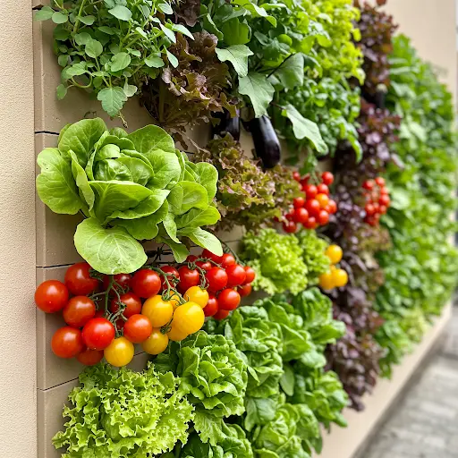 Amazing colorful vegetable garden on wall, growing vegetables at home ...