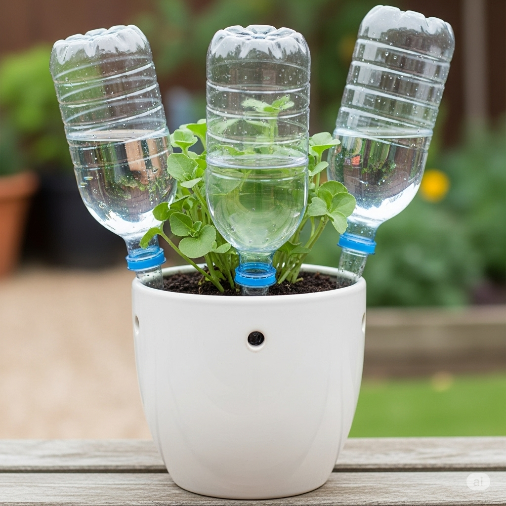 Forget Watering Your Plants! Make This Homemade Self-Watering Pot with Bottles - Home Garden Tips
