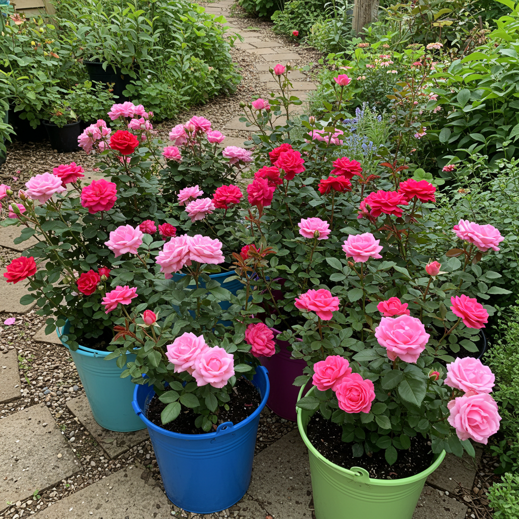 How to Grow Roses in Buckets in a Small Corner of Your House - Home ...