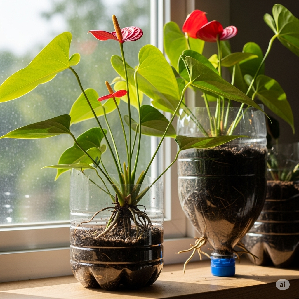 DIY Peace Lily Planter with Upcycled Plastic Bottles - Home Garden Tips