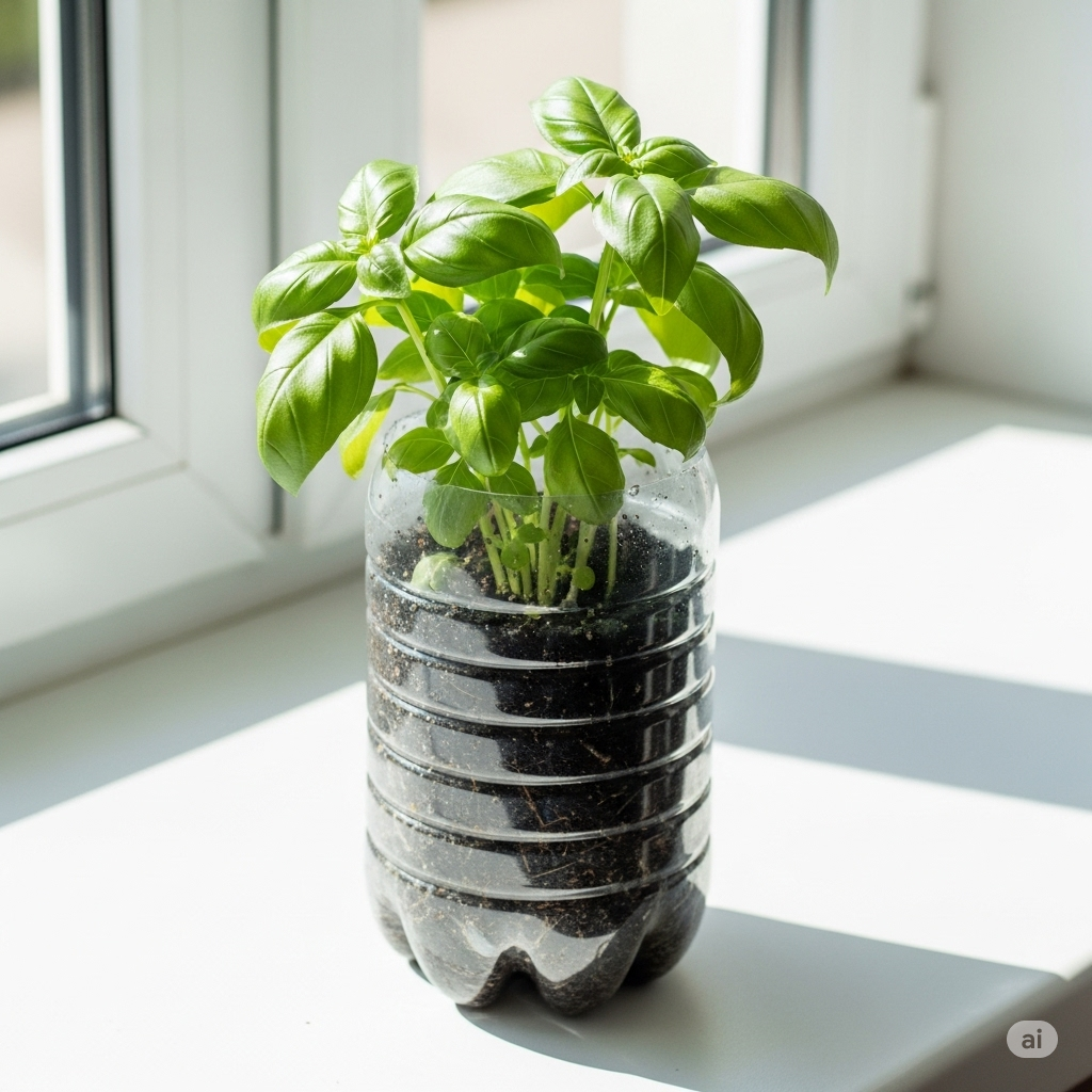 Regrow Basil from Cuttings Using Plastic Bottles - Home Garden Tips