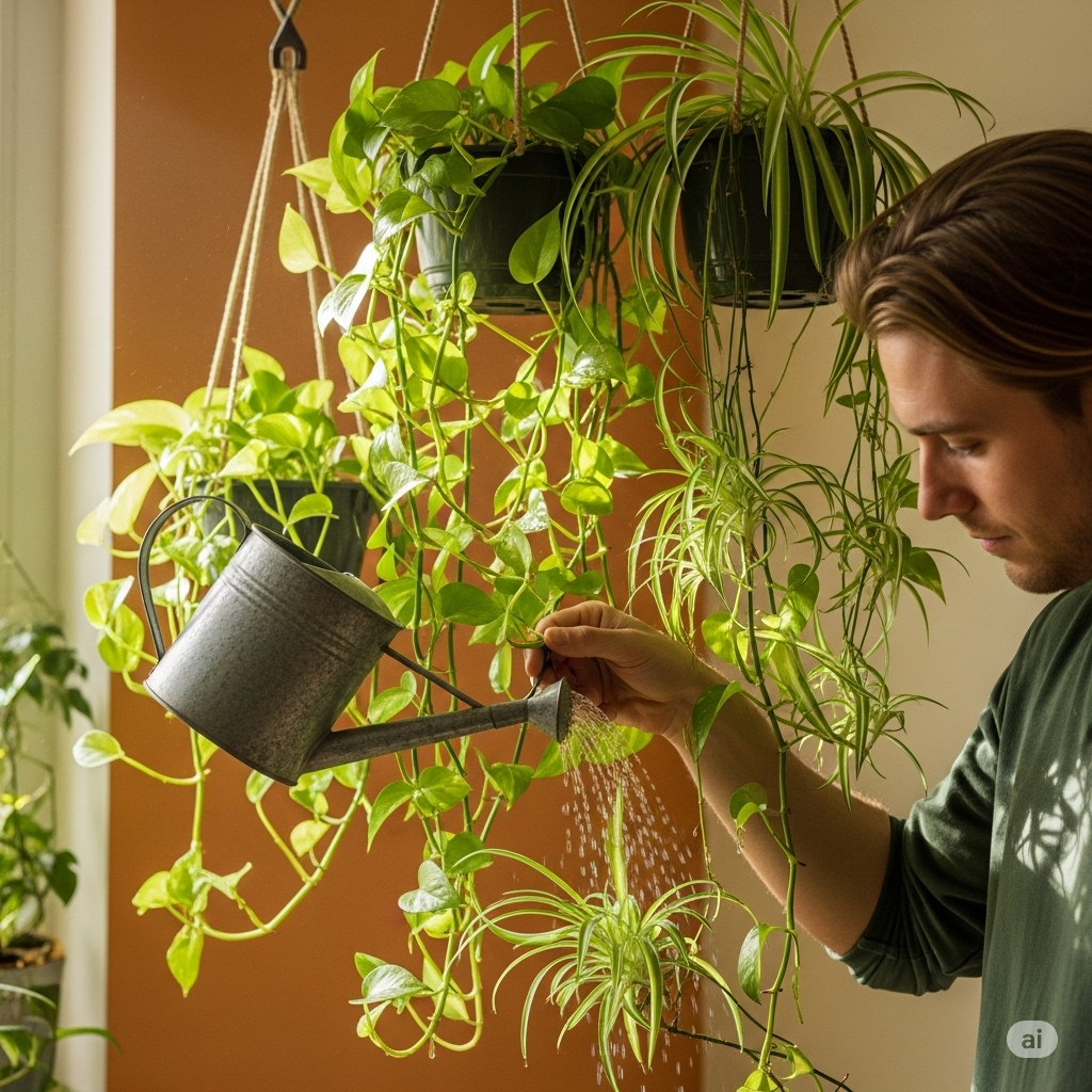 Watering Tips for Hanging Plants Without Mess - Home Garden Tips