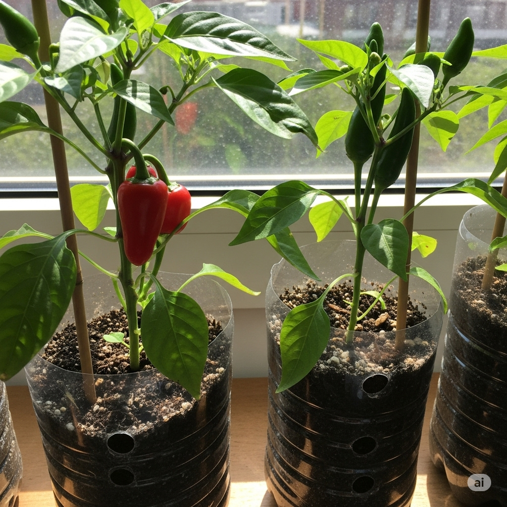 Vertical Chili Pepper Gardens Using Plastic Containers - Home Garden Tips