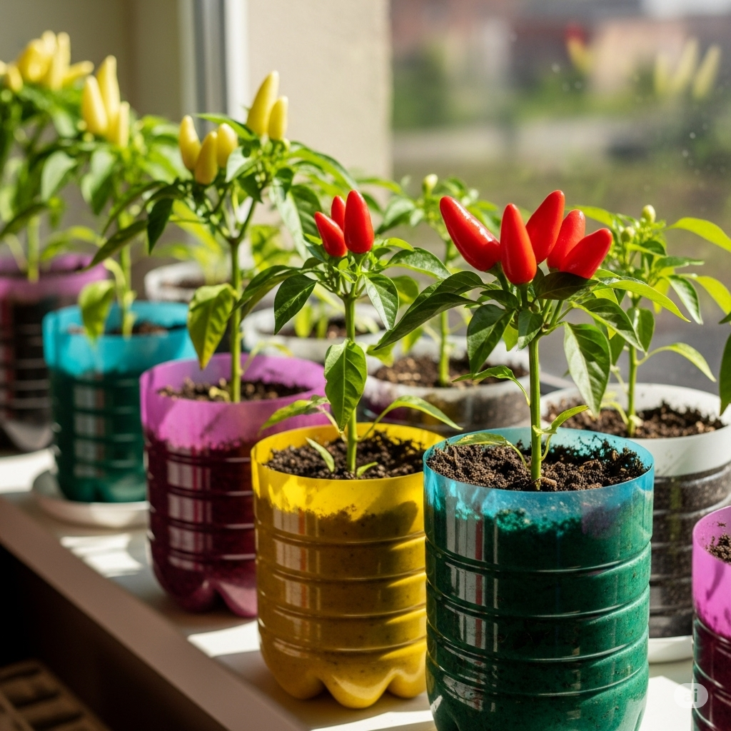 DIY Chili Pepper Pots from Old Bottles - Home Garden Tips