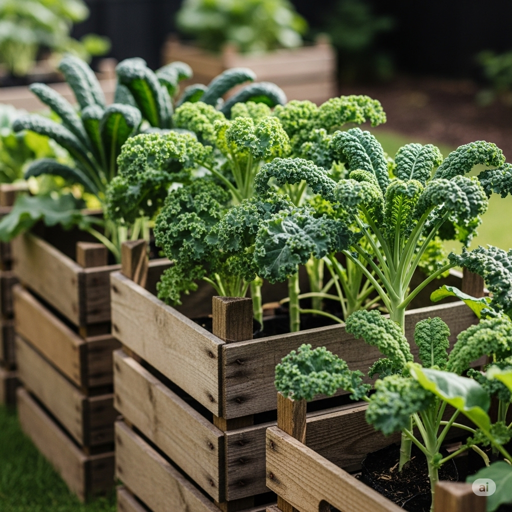 Backyard Kale Beds Using Wooden Boxes - Home Garden Tips