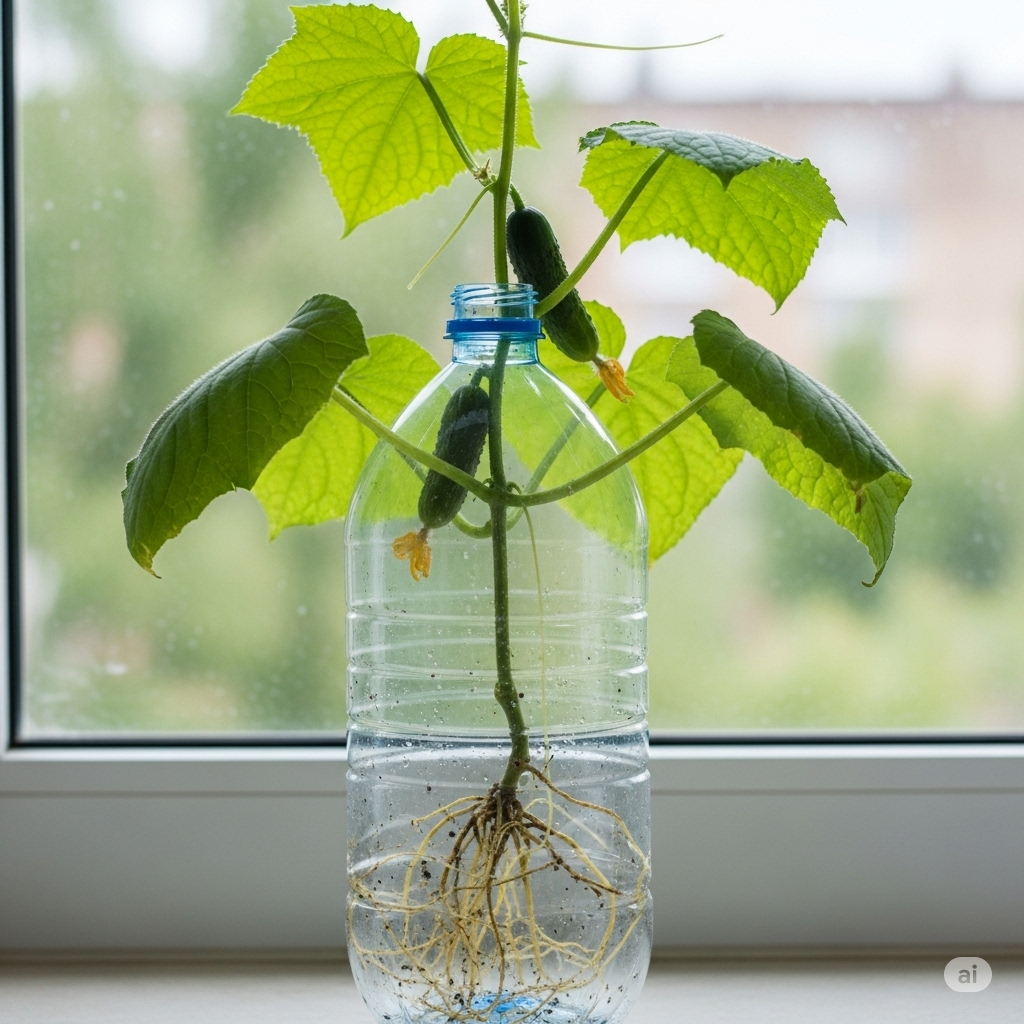 Cucumber Vines in Bottles: A Balcony Project - Home Garden Tips