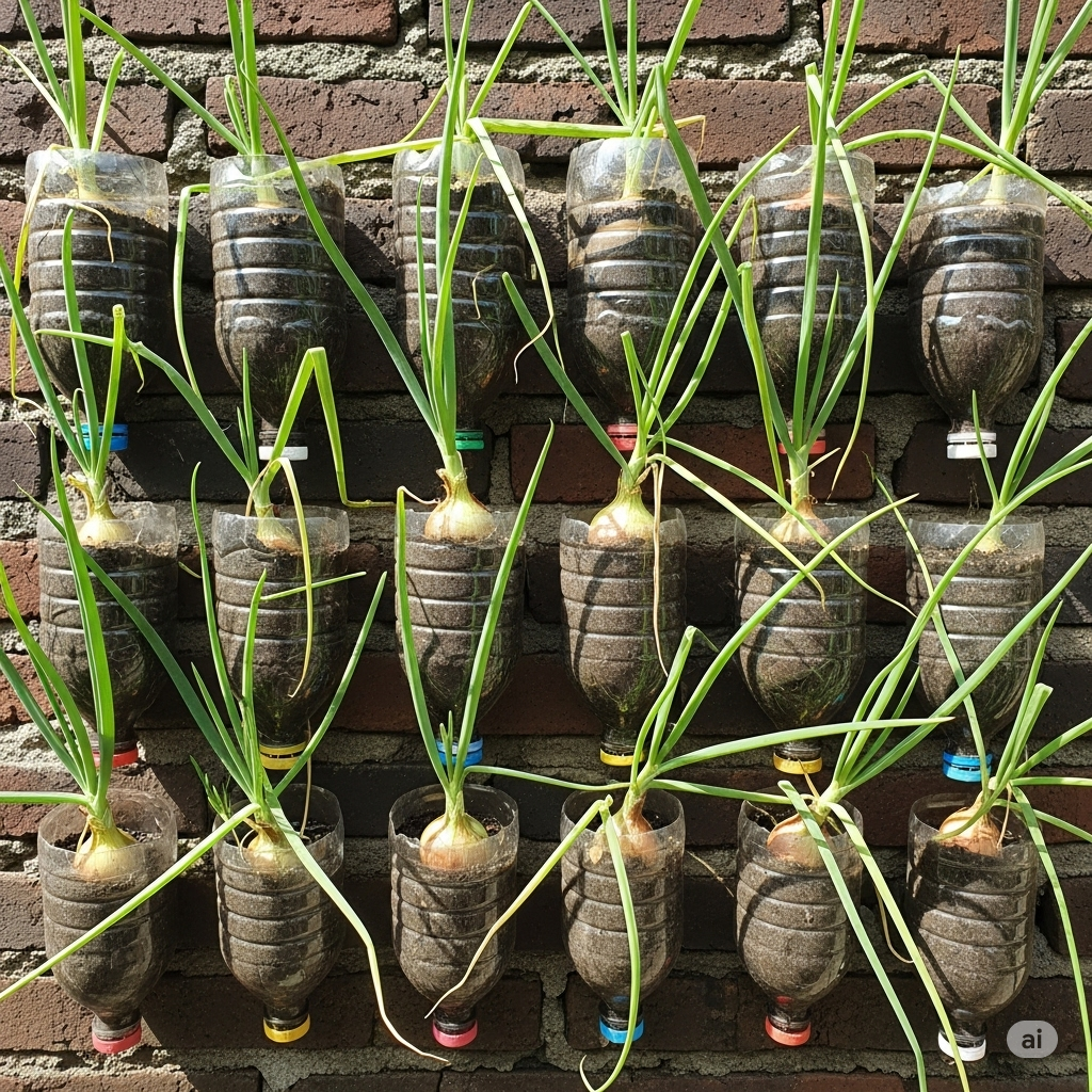 Vertical Onion Growing with Plastic Bottle Walls - Home Garden Tips