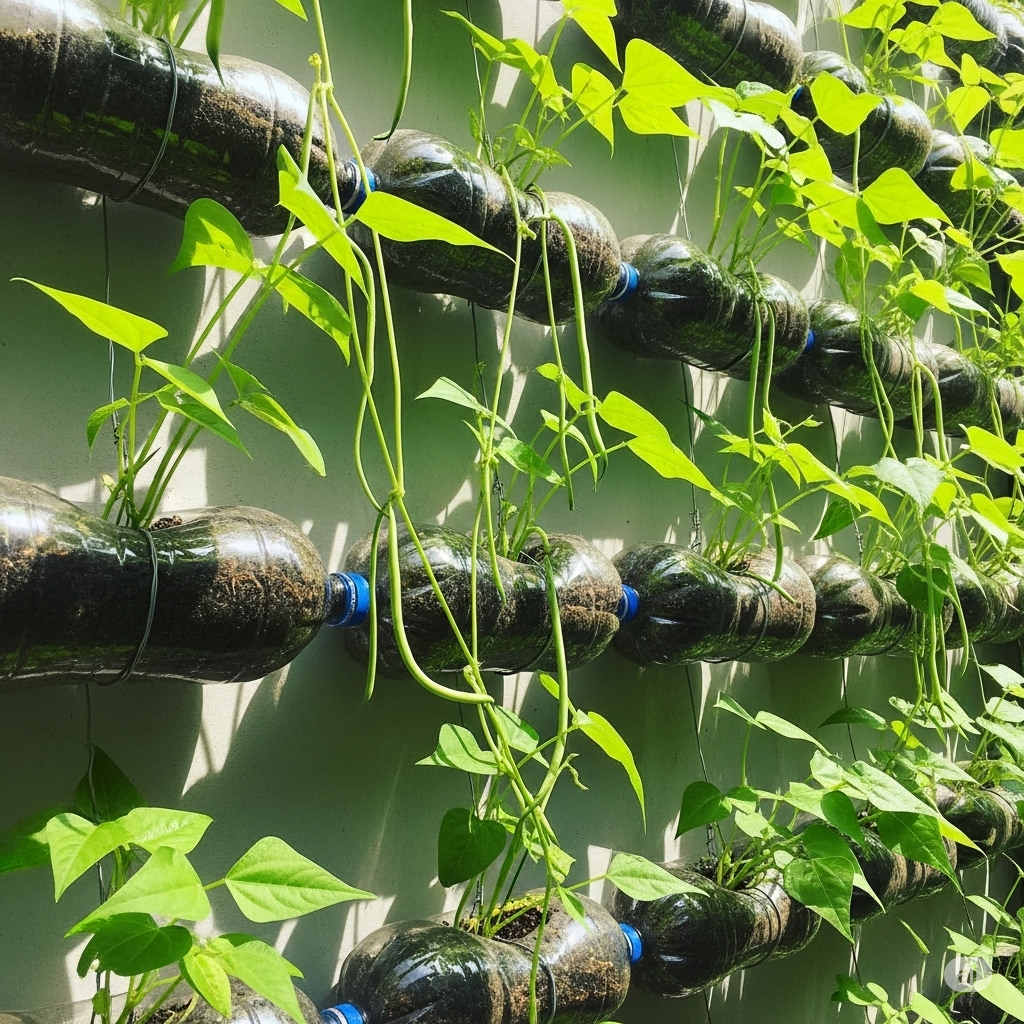 Create a Vertical Bean Garden Using Plastic Bottles - Home Garden Tips