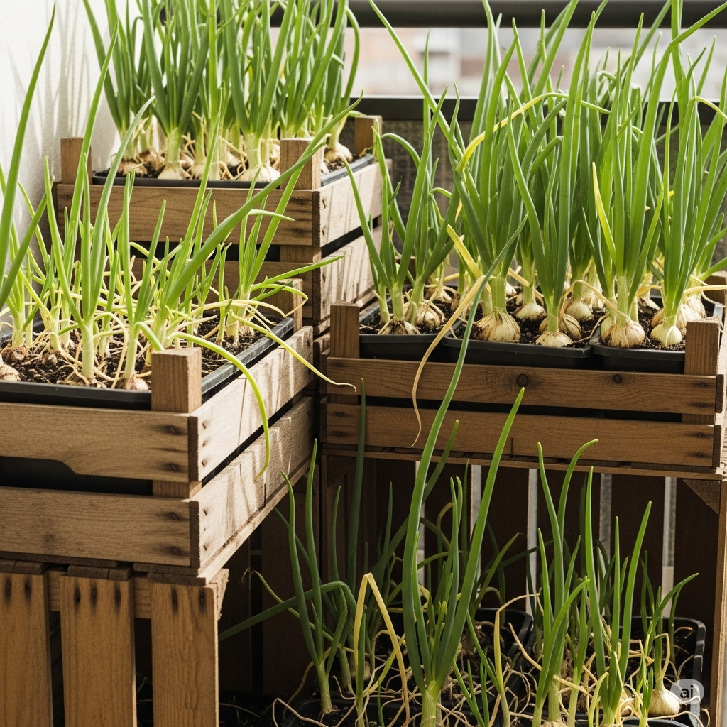Scallions in Crates: Grow Them Right on Your Balcony - Home Garden Tips