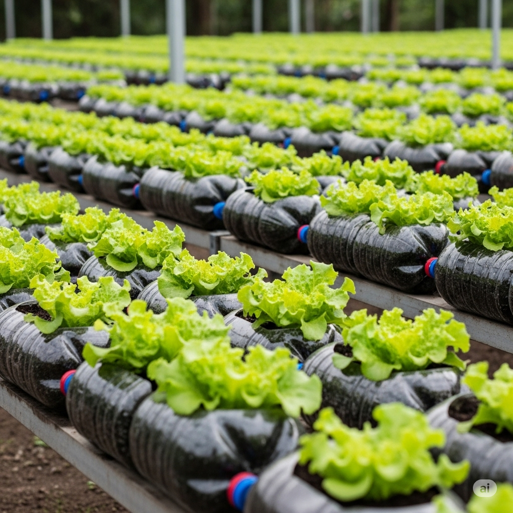 Eco-Friendly Lettuce Farming with Old Bottles - Home Garden Tips