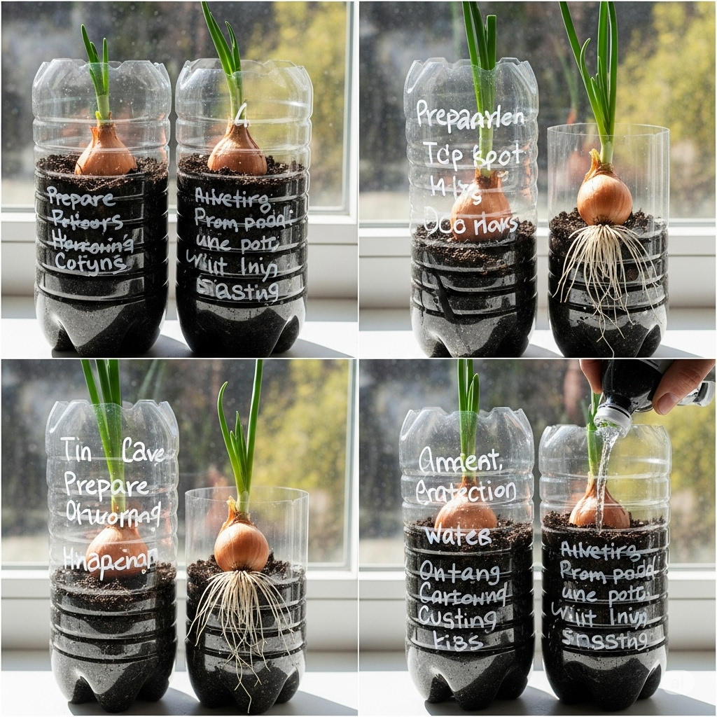 Regrow Onions in Plastic Bottles with Water or Soil - Home Garden Tips