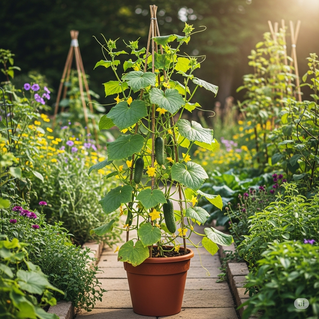 Pot-Grown Cucumbers: Vertical Gardening in Containers - Home Garden Tips