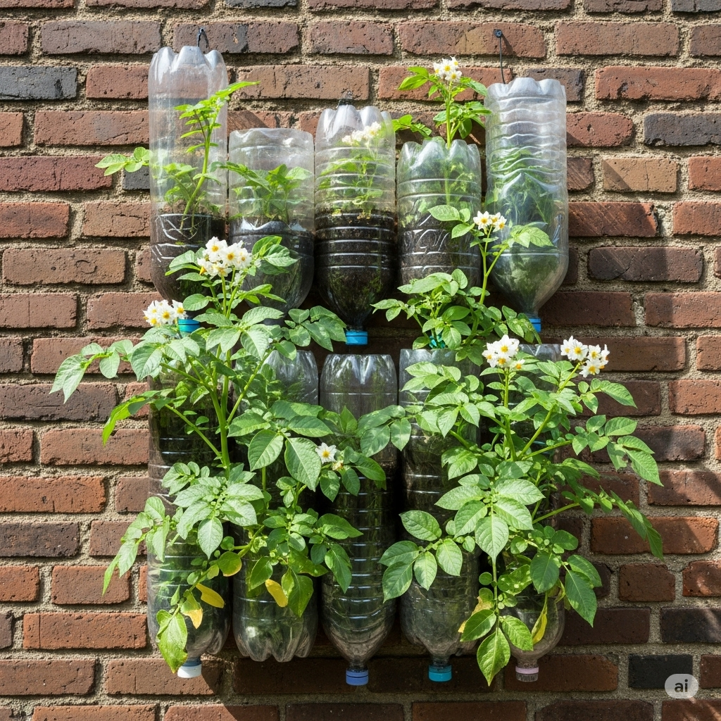 DIY Wall Potato Gardens Using Recycled Bottles - Home Garden Tips