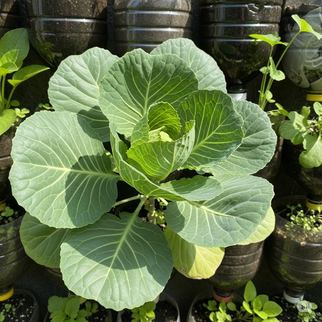 Growing Cabbage Heads in Plastic Bottle Wall Gardens - Home Garden Tips