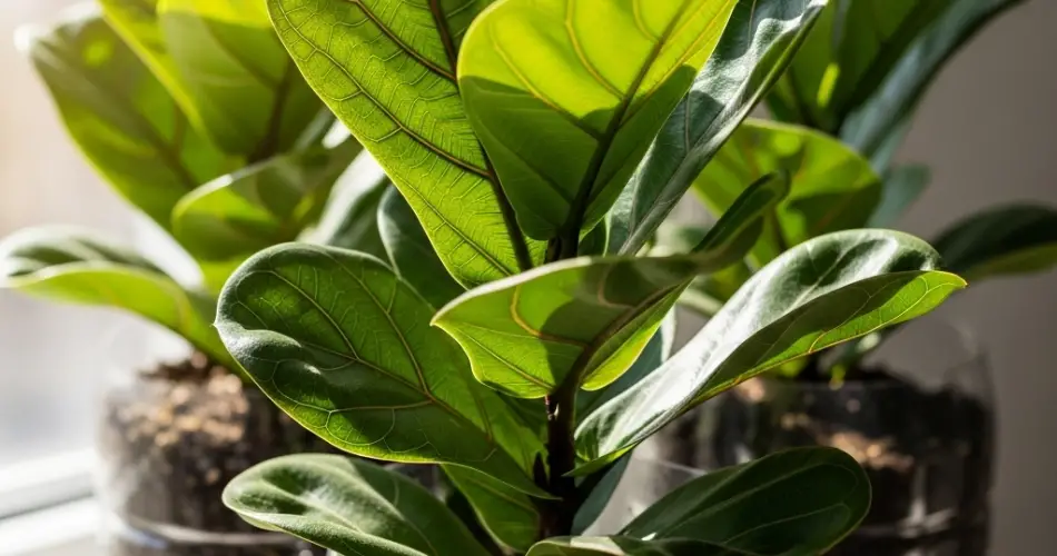 Small-Scale Fiddle Leaf Fig Growing in Plastic Bottles - Home Garden Tips
