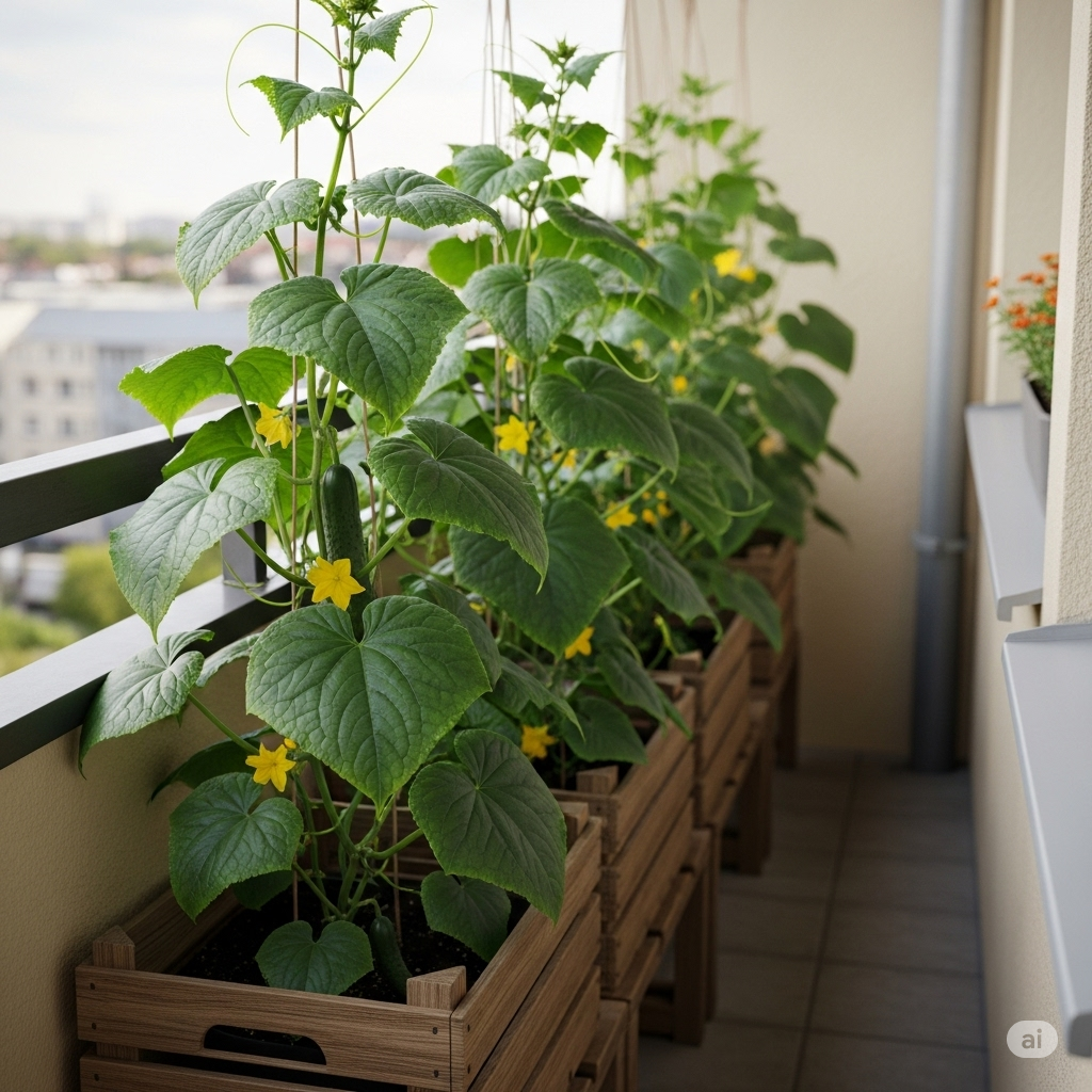 Grow Vining Cucumbers in Crates on Your Balcony - Home Garden Tips