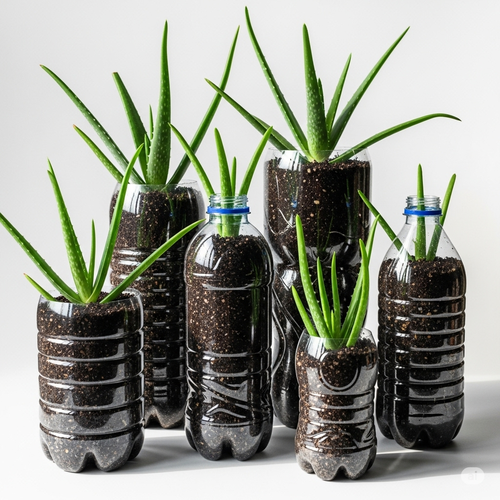 How to Grow Aloe Vera Using Plastic Bottle Planters - Home Garden Tips