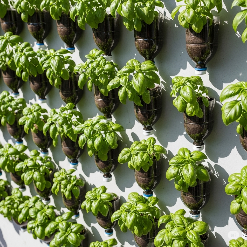 Vertical Bottle Garden: Fresh Basil from Recycled Containers - Home ...