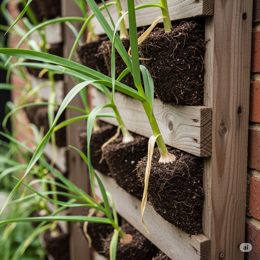 Vertical Garlic Farming Using Wall-Mounted Bottles - Home Garden Tips