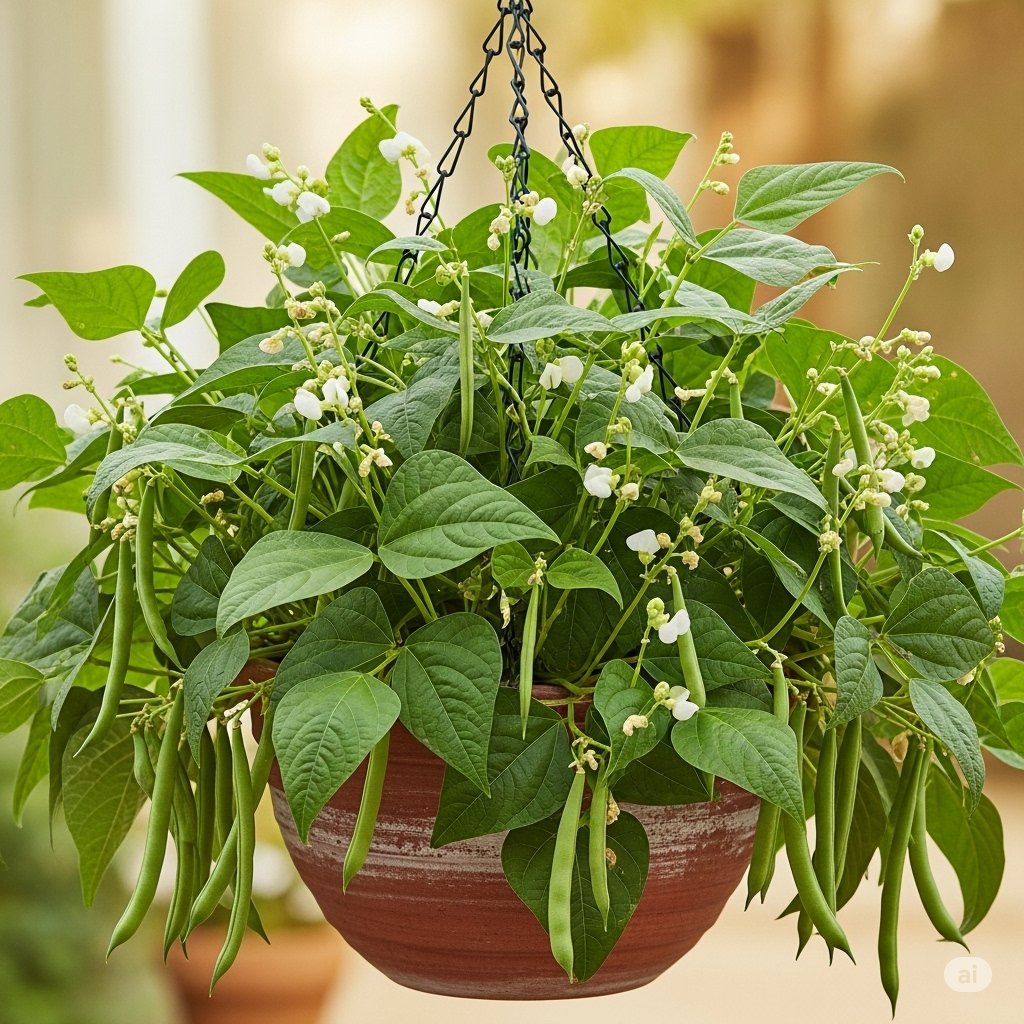 Fresh Green Beans from Hanging Basket Gardens - Home Garden Tips