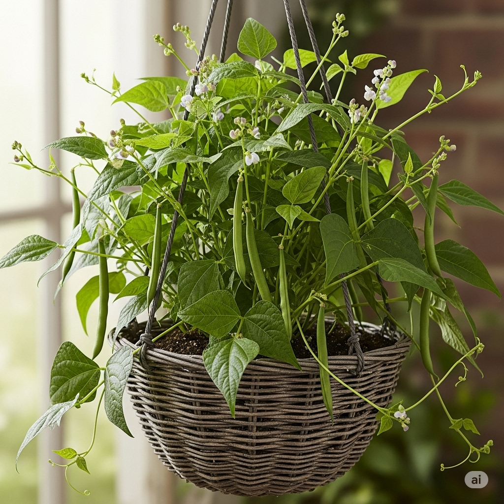 Compact Basket Gardening for Bean Plants - Home Garden Tips