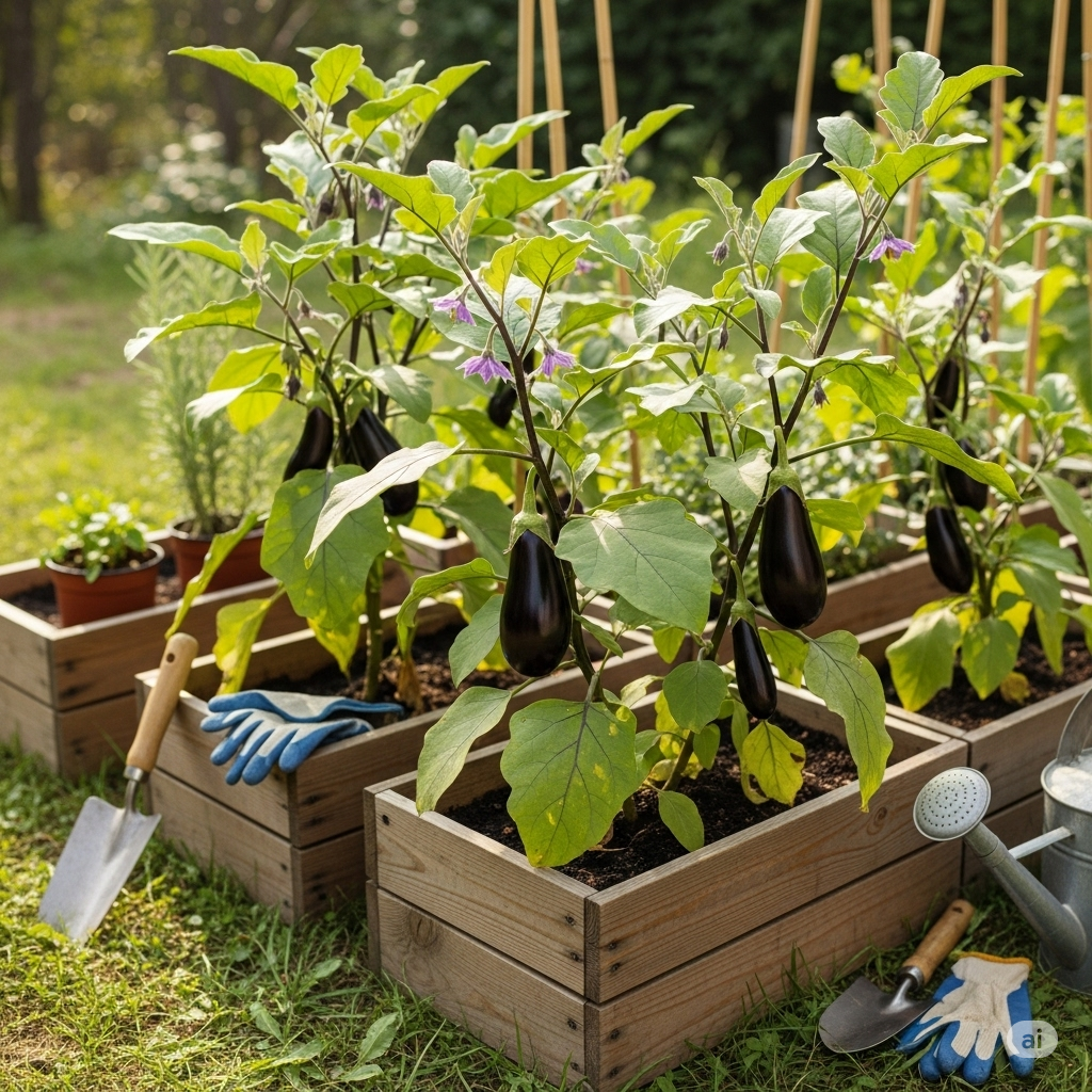 Step-by-Step Eggplant Planting in Wooden Boxes - Home Garden Tips