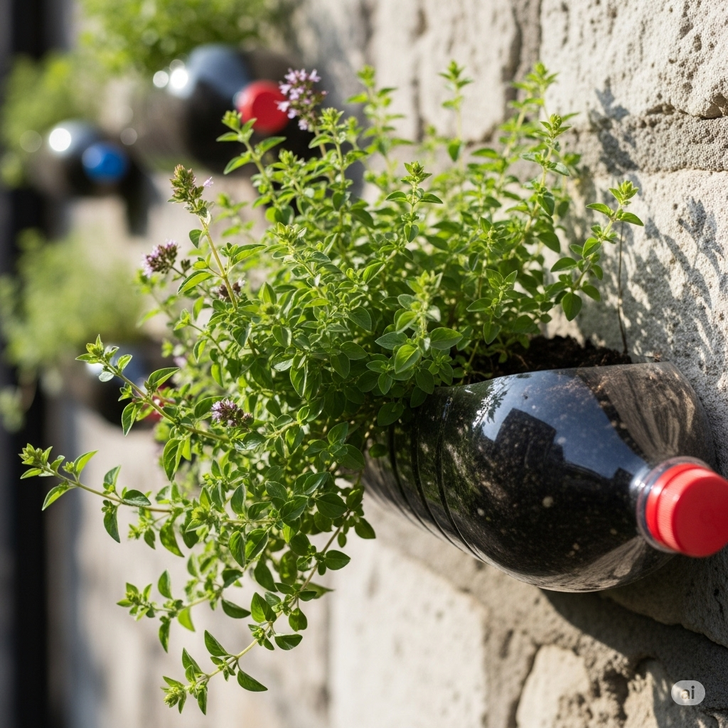 Compact Oregano Garden Using Hanging Bottle Pots - Home Garden Tips