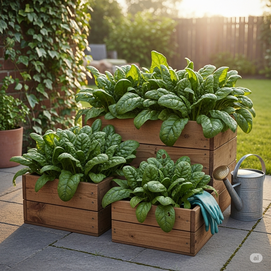 Wooden Box Gardening: Spinach from Small Spaces - Home Garden Tips