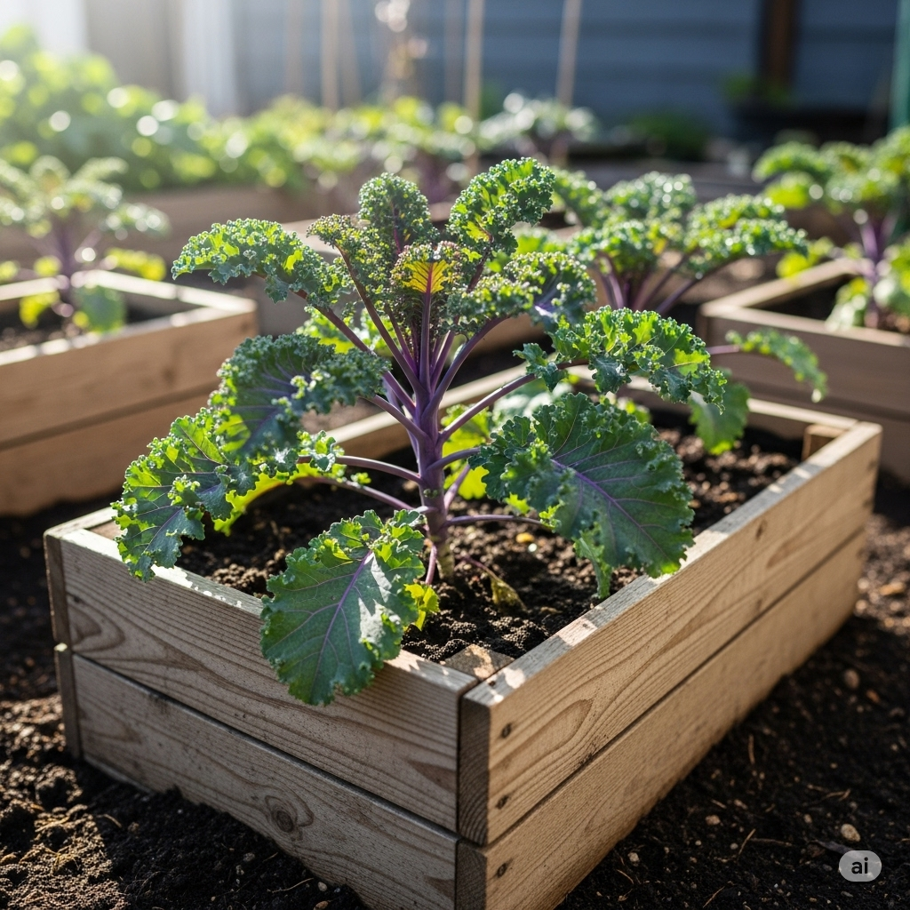Wooden Box Gardening: Fresh Kale Harvests - Home Garden Tips