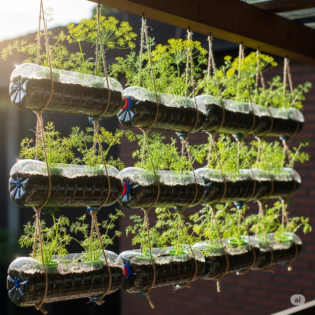 Build a Bottle-Based Dill Herb Wall for Easy Harvest - Home Garden Tips