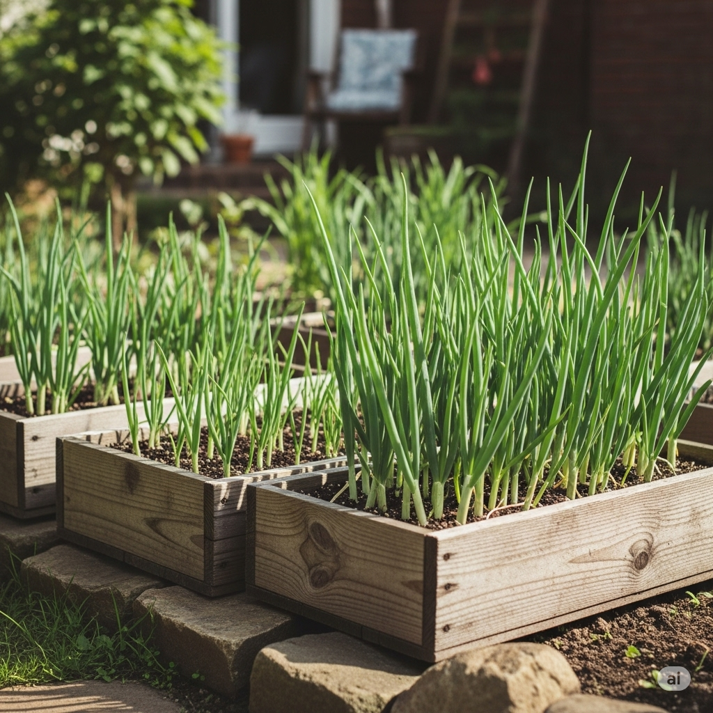 Wooden Box Gardening: Fresh Scallions at Home - Home Garden Tips