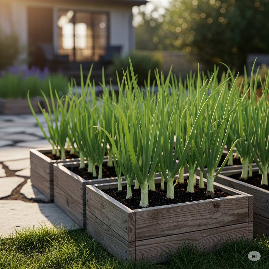 How to Grow Scallions in Rustic Wooden Containers - Home Garden Tips