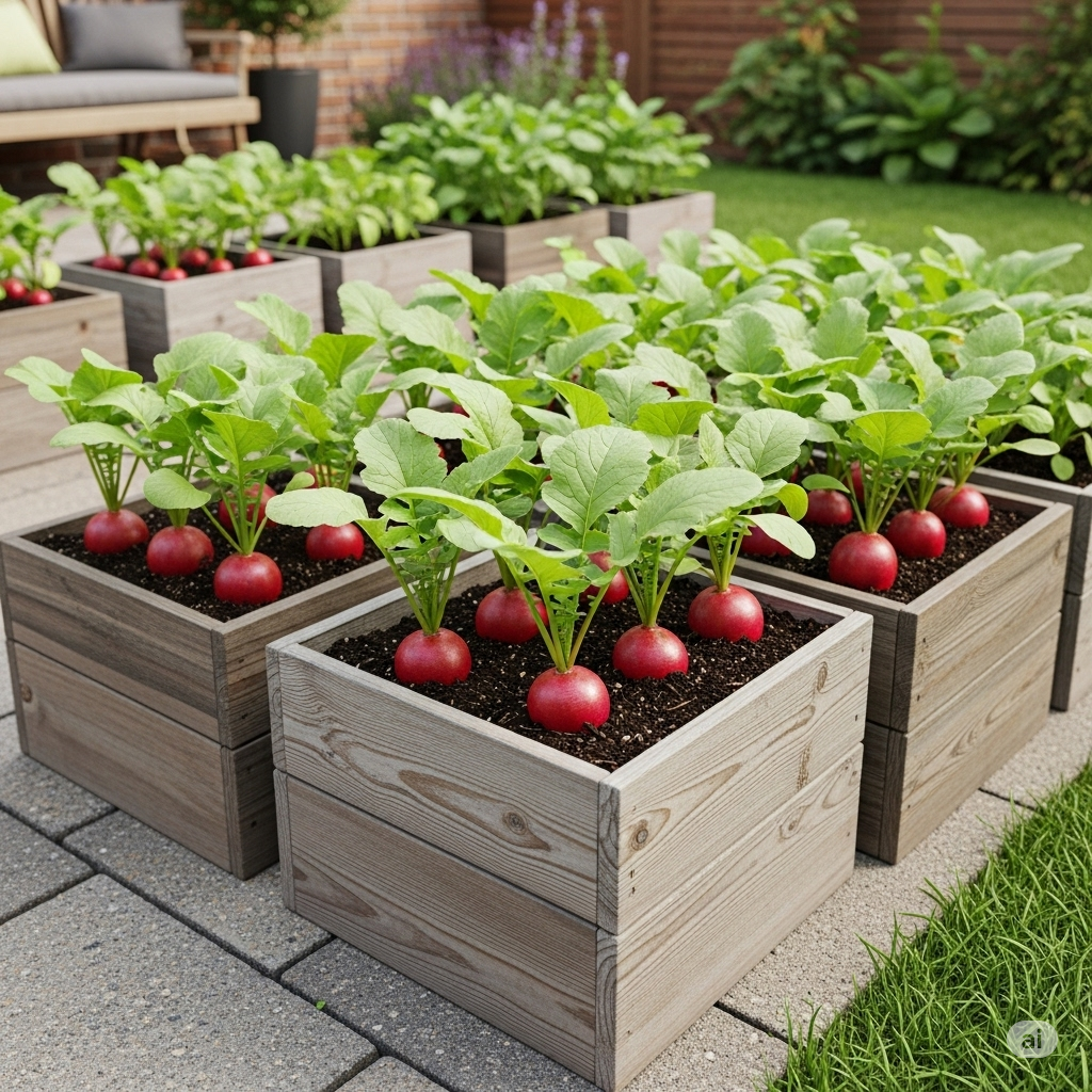 How to Grow Radishes in Rustic Wooden Containers - Home Garden Tips
