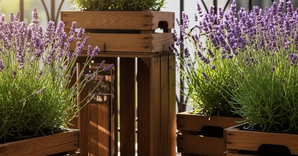 DIY Balcony Crate Garden with Blooming Lavender - Home Garden Tips