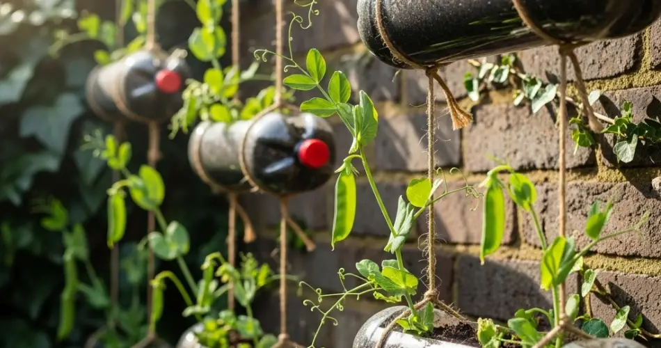 Fresh Peas Grown in Hanging Bottle Towers - Home Garden Tips