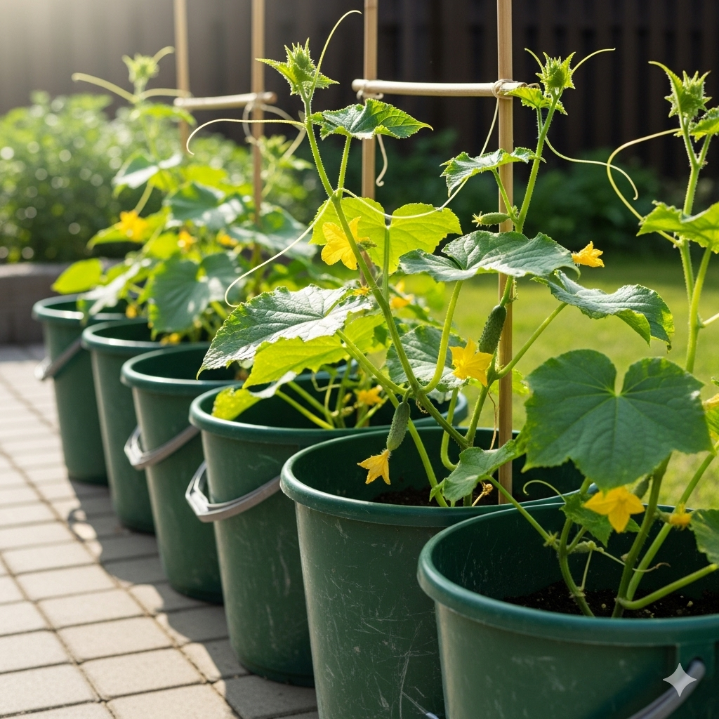 Easy Gardening with Cucumbers in Buckets - Home Garden Tips