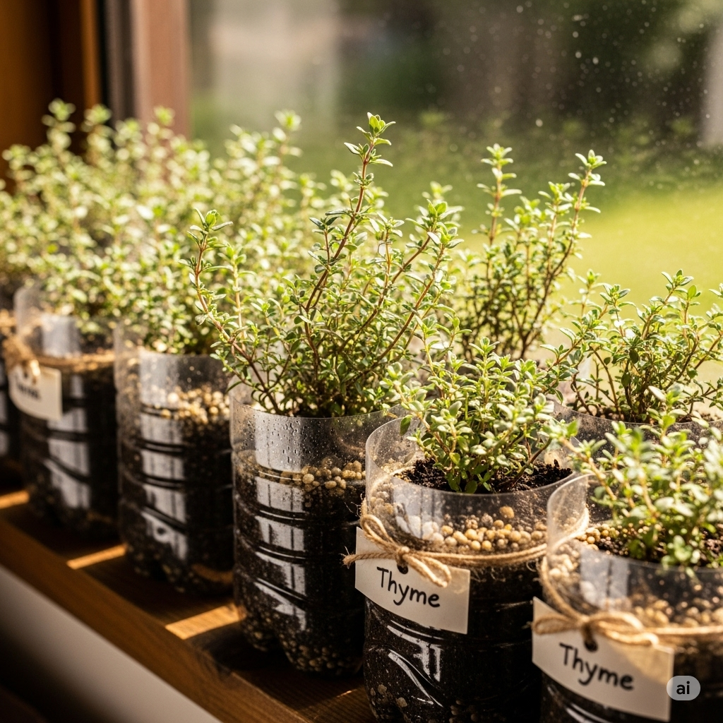 Upcycle Plastic Bottles for Aromatic Thyme - Home Garden Tips