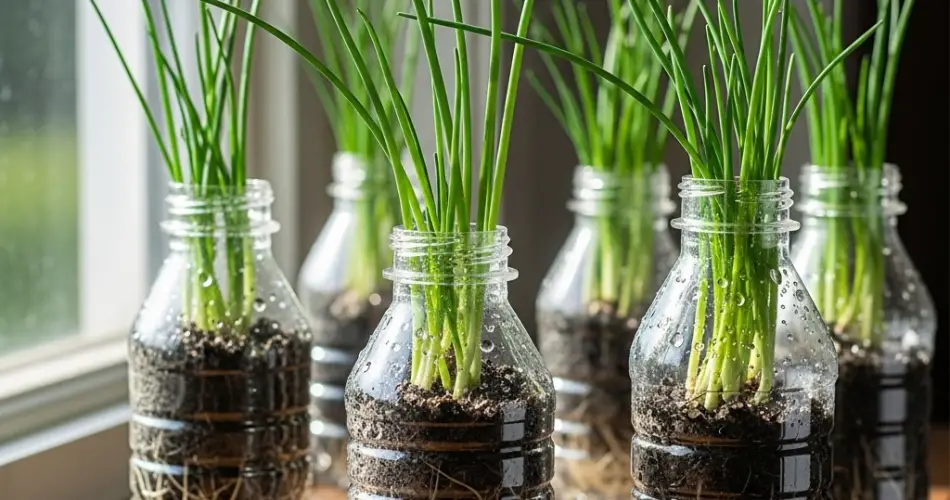 Vertical Chive Garden Using Recycled Plastics - Home Garden Tips