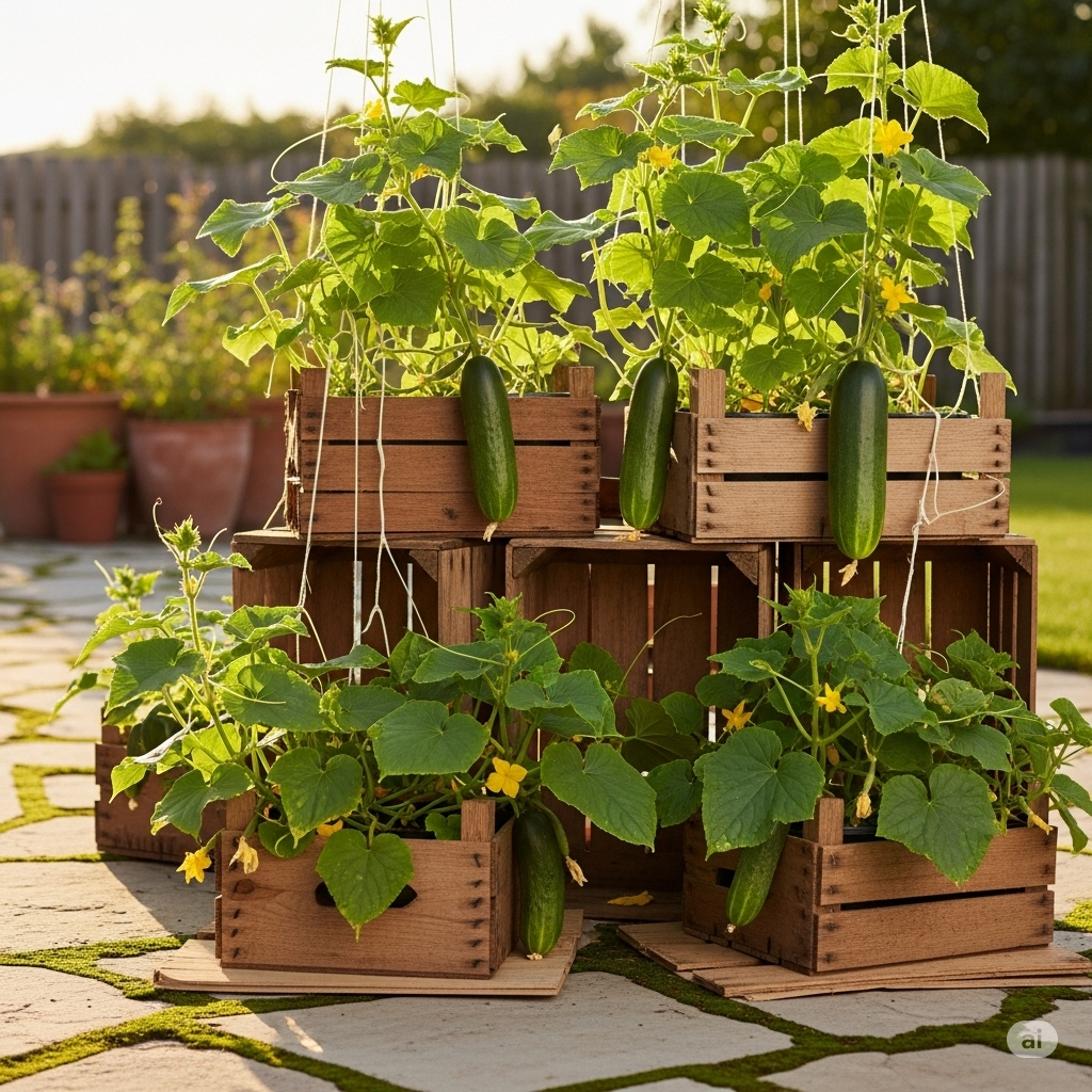 Grow Fresh Cucumbers in Compact Crate Gardens - Home Garden Tips