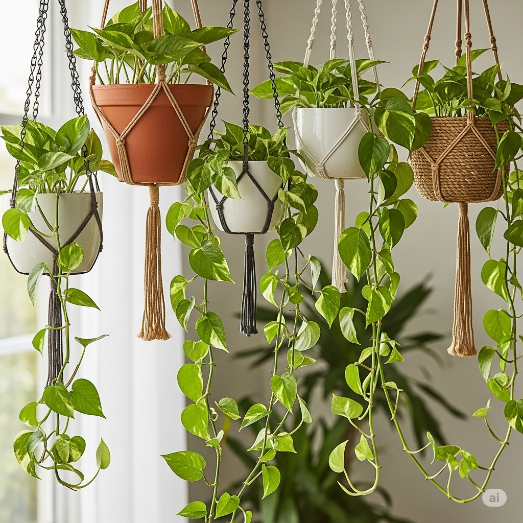 Grow Trailing Pothos in Stylish Hanging Containers - Home Garden Tips