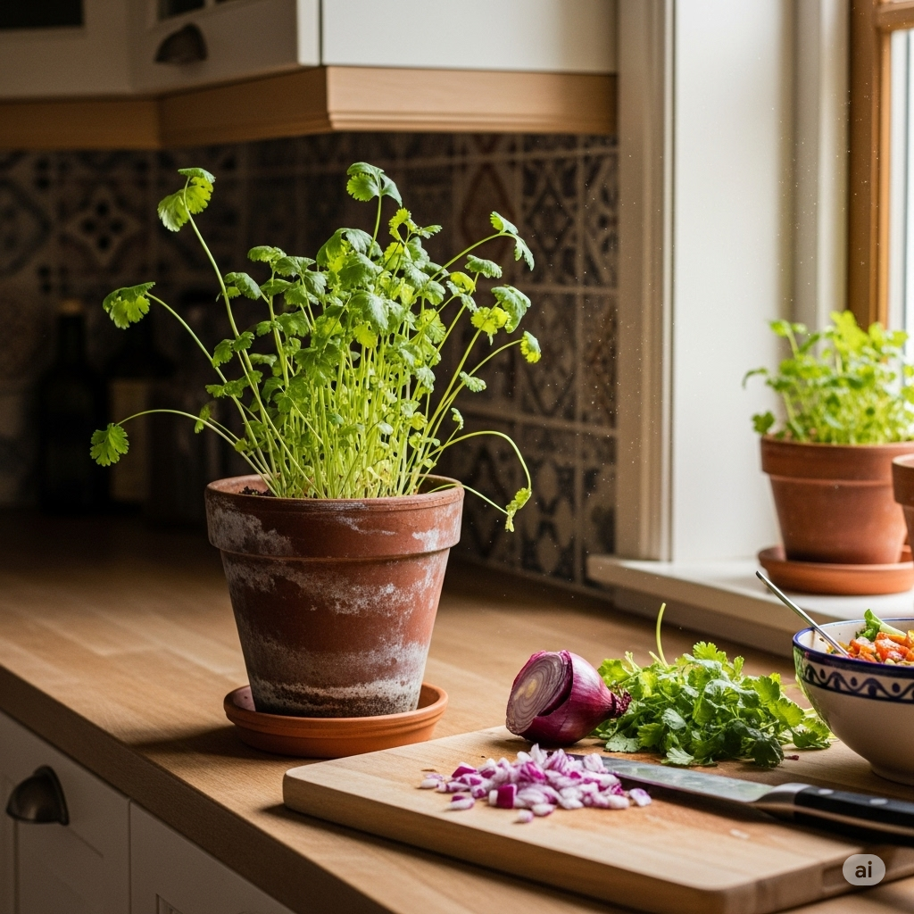 How to Harvest Cilantro Grown on Your Kitchen Counter - Home Garden Tips