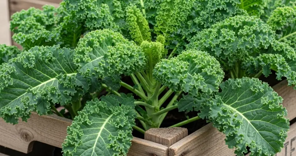 Easy-Care Kale Grown in Wooden Boxes - Home Garden Tips