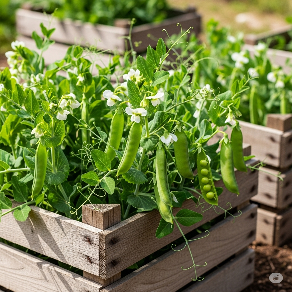 Repurpose Crates into a Vertical Pea Garden - Home Garden Tips