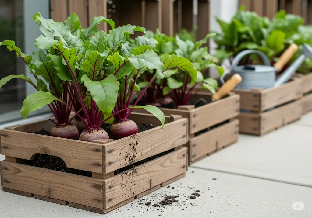 DIY Beetroot Garden in Wooden Crates for Balconies - Home Garden Tips