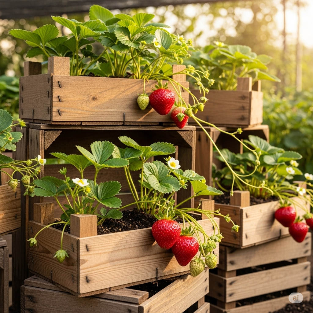 Crate Your Strawberries: Sweet Balcony Gardening Ideas - Home Garden Tips